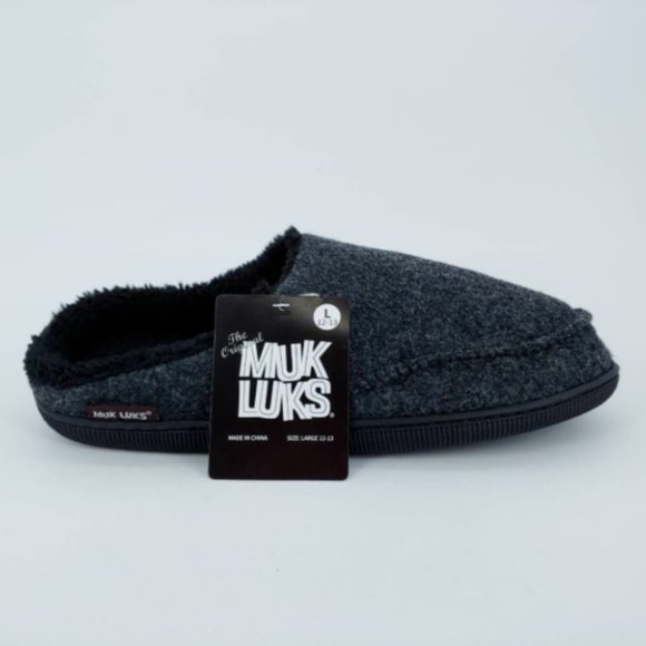 Muk Luks | Shoes | Muk Luks Mens Clog Slippers Shoes Gray Marled Faux ...